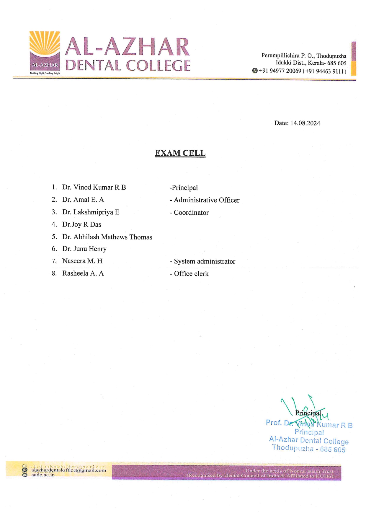 Exam Cell | Al-Azhar Dental College
